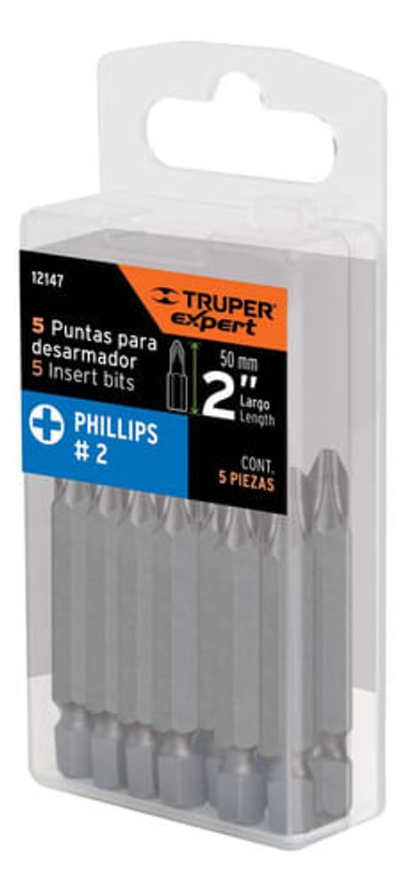 Puntas 25mm Ph 2 X 5 Unidades Truper 12147 Ph2 Larga 5cm 50mm