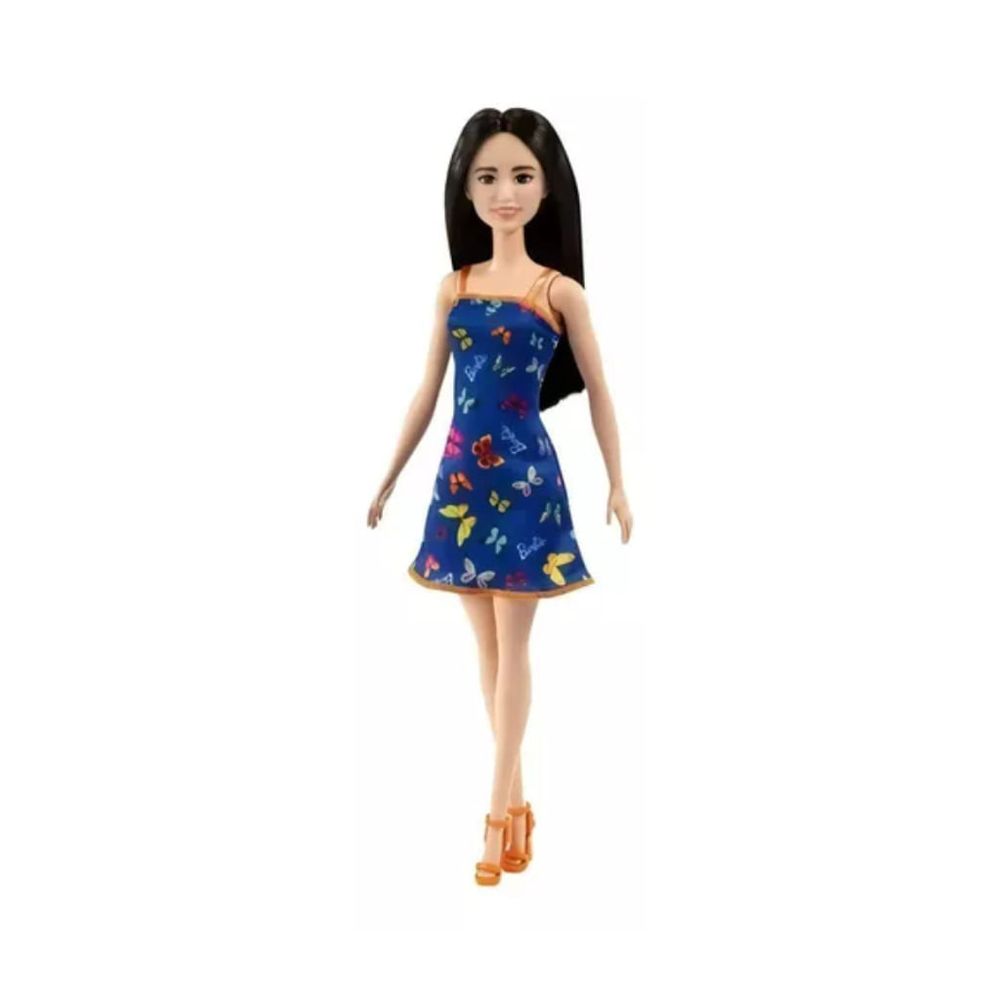 Muñeca Barbie Fashion Clasica Vestido Azul Mattel HBV06-AZ