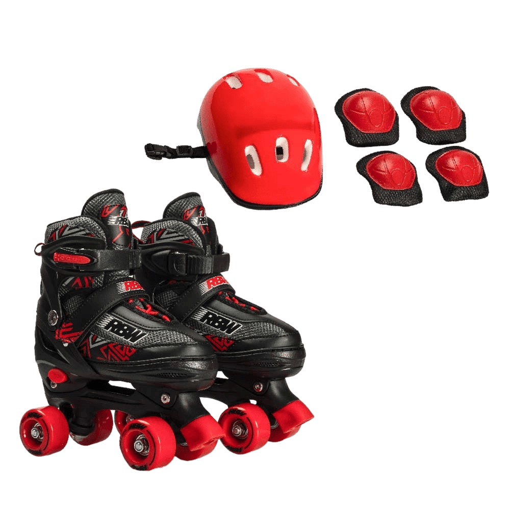 PATIN 4 RUEDAS EXTENSIBLE RBW + PROTECCIONES ROJO M