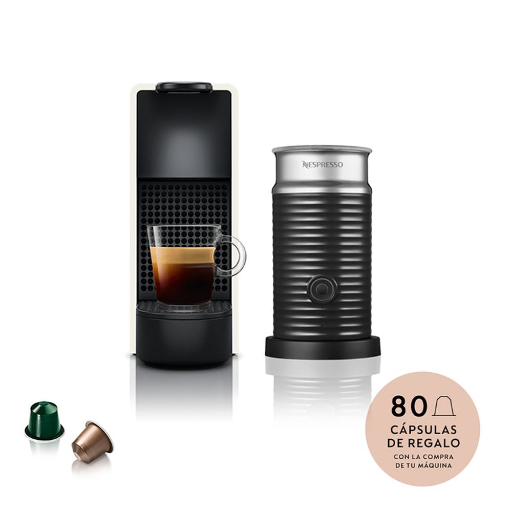 Cafetera Nespresso Essenza Mini C Blanca + Aeroccino A3KC30-AR-WHNE2