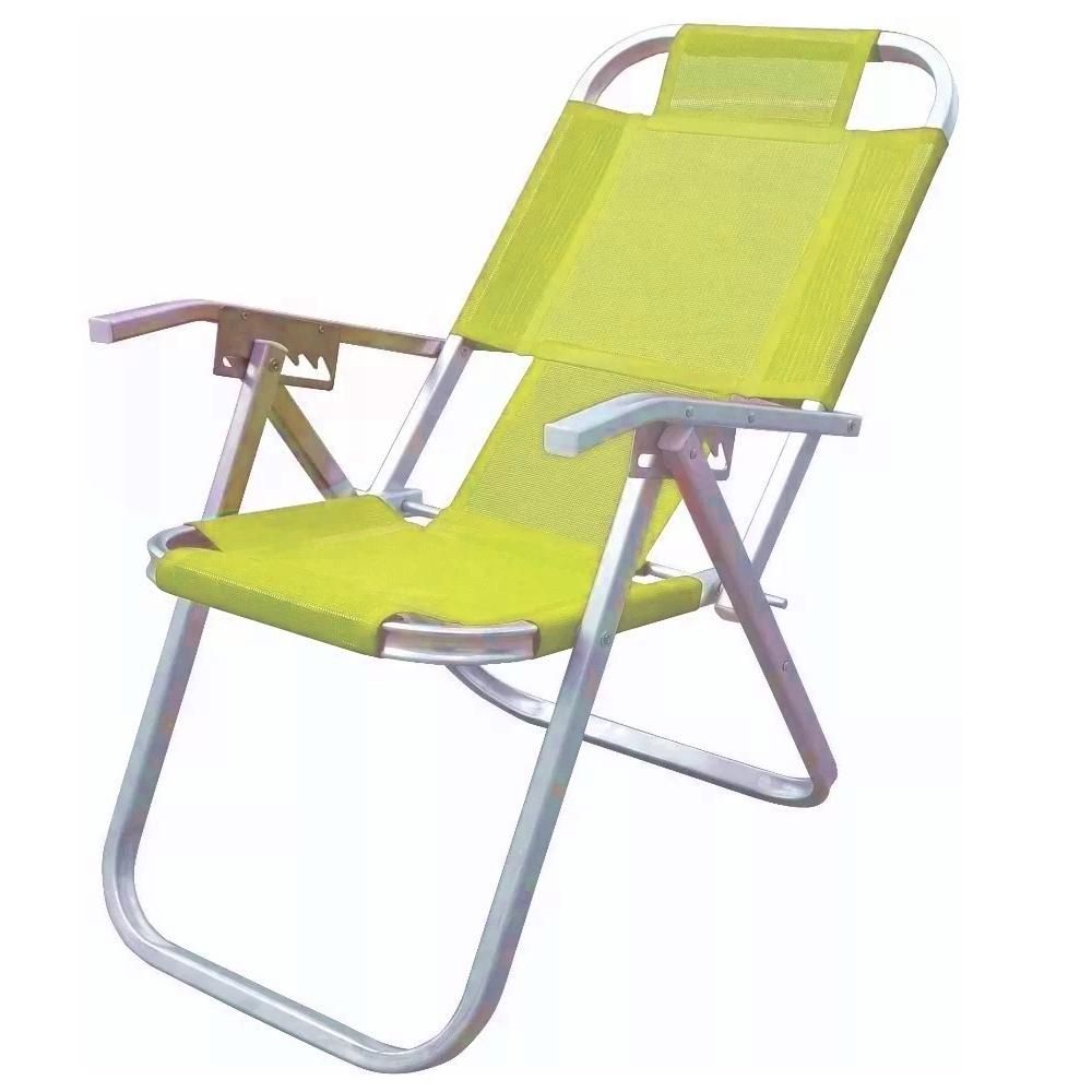 Reposera Playera De Aluminio Botafogo 5 Posiciones Amarilla