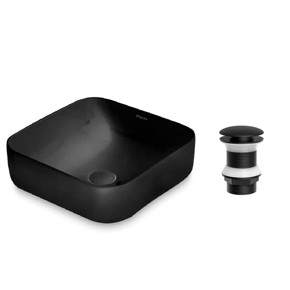 Bacha Porcelana Negra Slim Rectangular Piazza A423ne + Sopapa