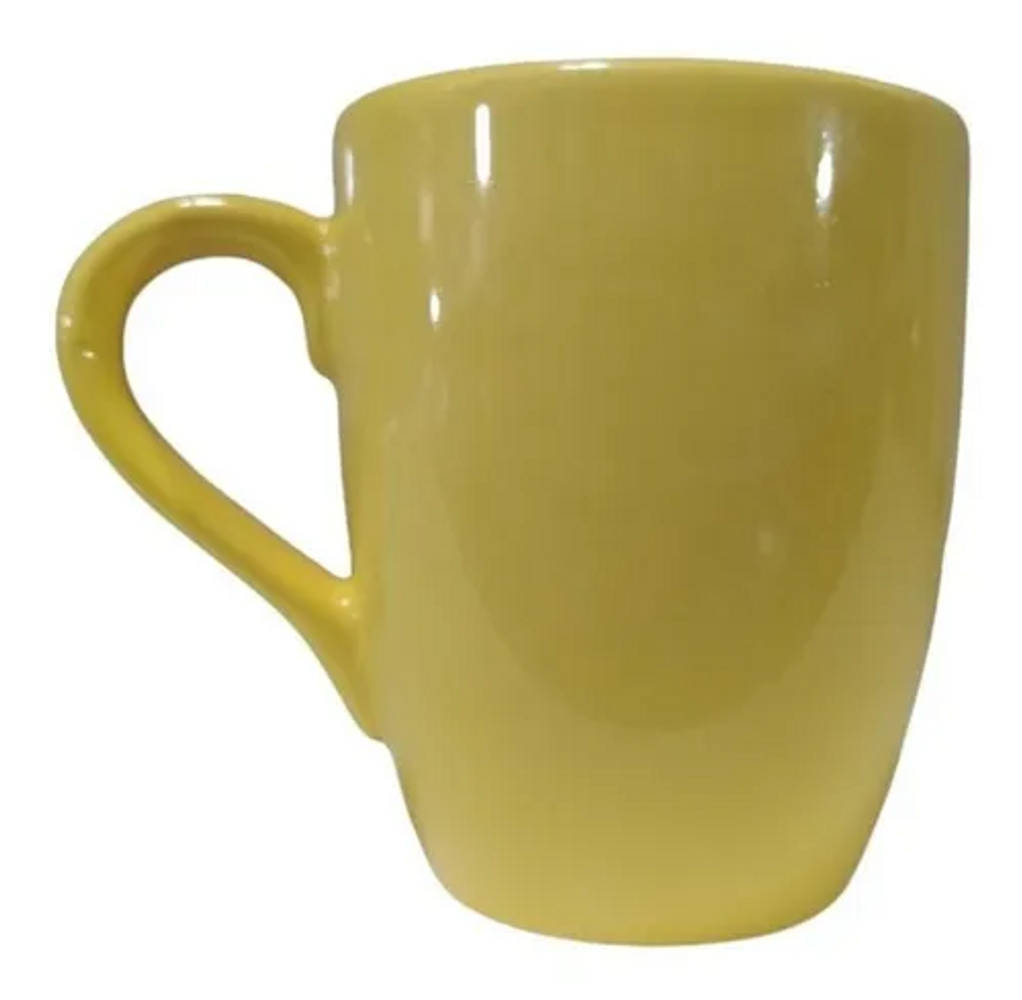 Jarro Mug Ceramica Blanca Y Colores 300 Ml Amarillo