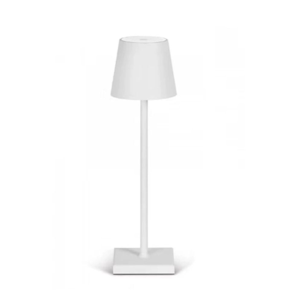 Lámpara LED Cono Táctil Recargable Blanco con Luz Tricolor