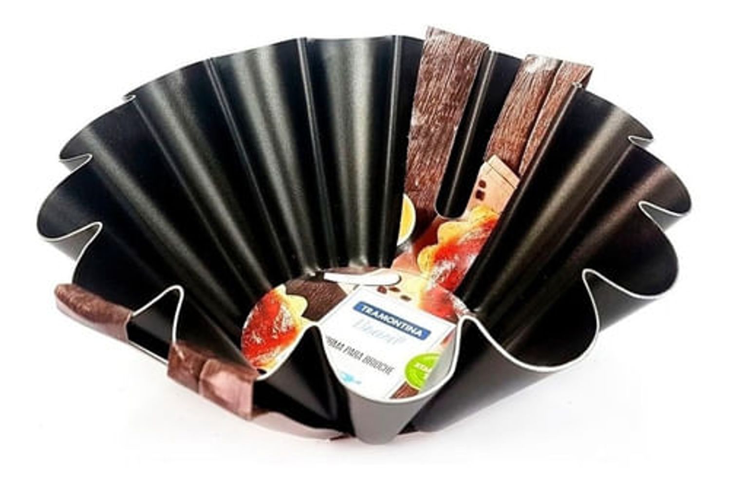 Molde Flan Antiadherente Budin Brioche Tramontina 22cm 1.3lt Color Negro