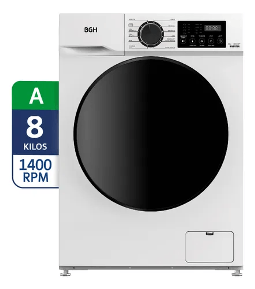 Lavarropas Bgh Inverter Carga Frontal 8kg Bwfi08w24ar Color Blanco