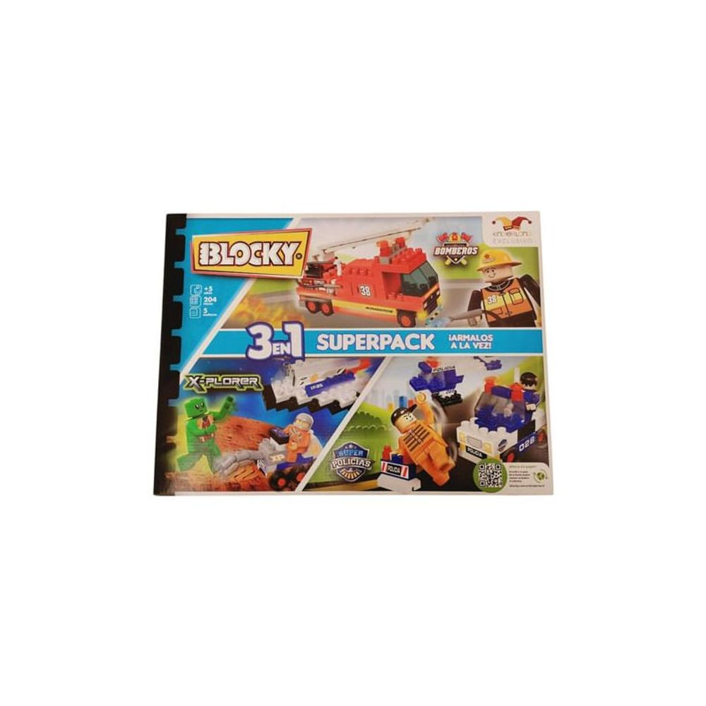 Blocky 3 En 1 Superpack Bomberos Policia X-plorer Exclusivo