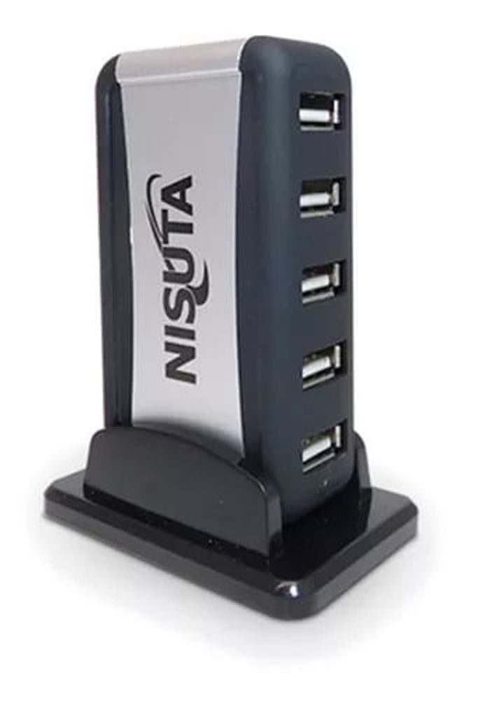 Hub Multi Usb De 7 Puertos Nisuta Adaptador Con Alimentacion
