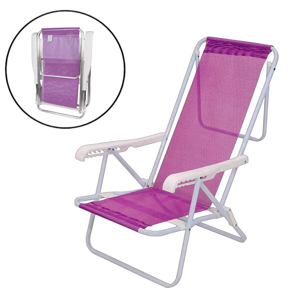 Kit X4 Reposera de Acero Sannet P/Playa 8 Posiciones Mor