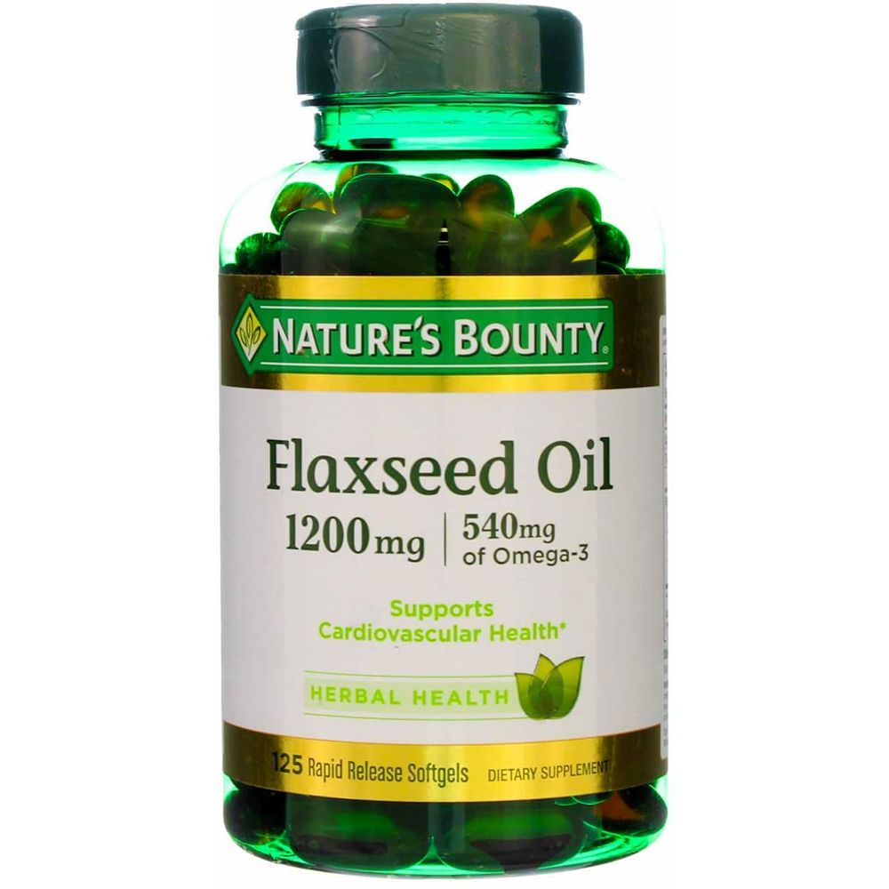 Nature's Bounty Flaxseed Oil 1200 mg, Rapid Release Softgels, Natural ...