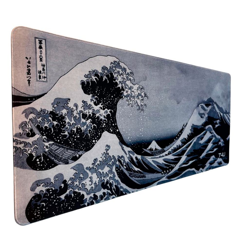 Mouse Pad Gamer Xxl Gran Ola Kanagawa Tecno4u 90x40cm Blanco / Negro ...