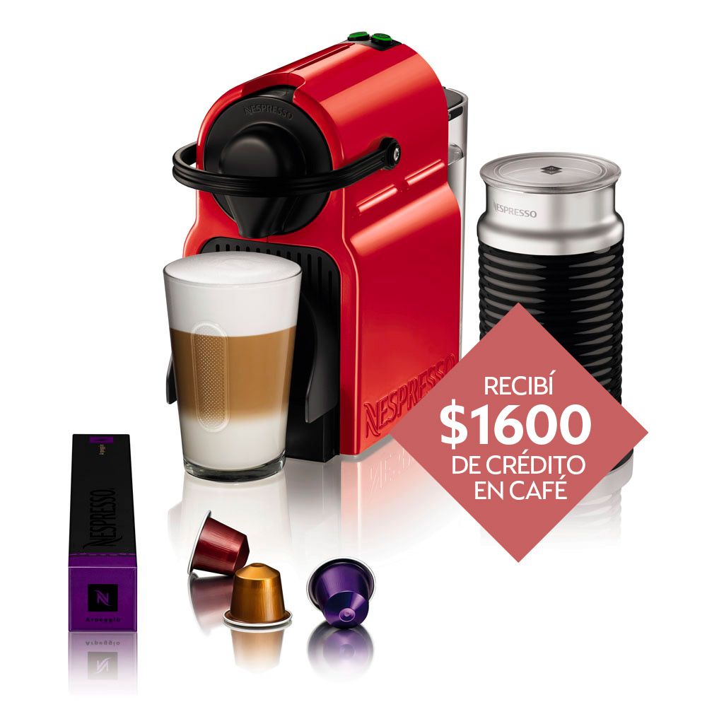 Cafetera Nespresso Inissia Red + Aeroccino 3