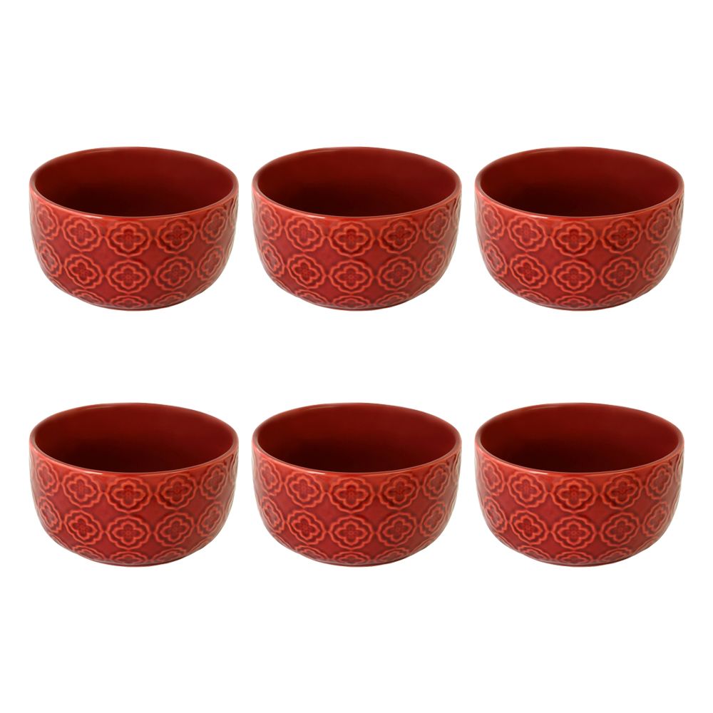 Set Bowls Compoteras X6 Unidades 12x7 Ceramica Rojo