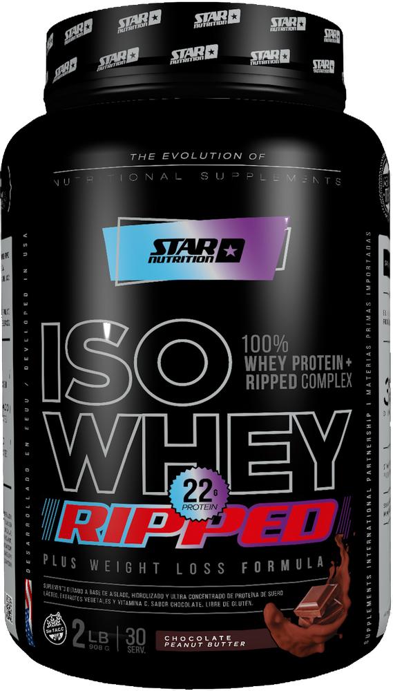 Iso Whey Ripped Evolution 2 Lb Star Nutrition Proteina Sabor Chocolate