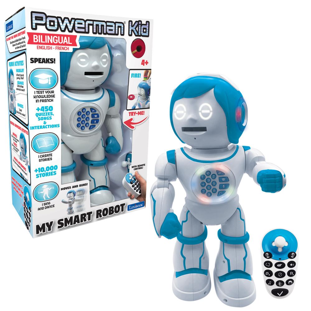 LEXiBOOK Powerman Kid- Robot educativo y bilingüe