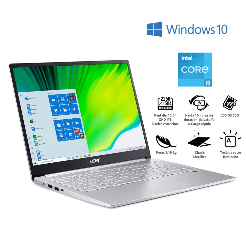 Notebook Acer 13,5" Core i3 8GB 256GB SF313-53-318Z