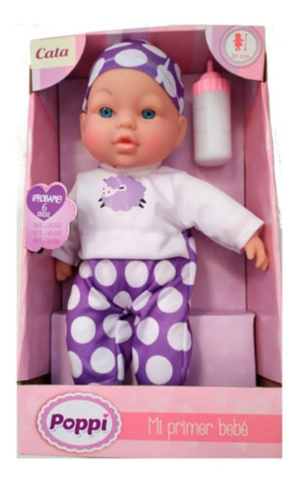 Bebote Muñeca Poppi Mi Primer Bebe Con Sonido Y Biberon 31cm