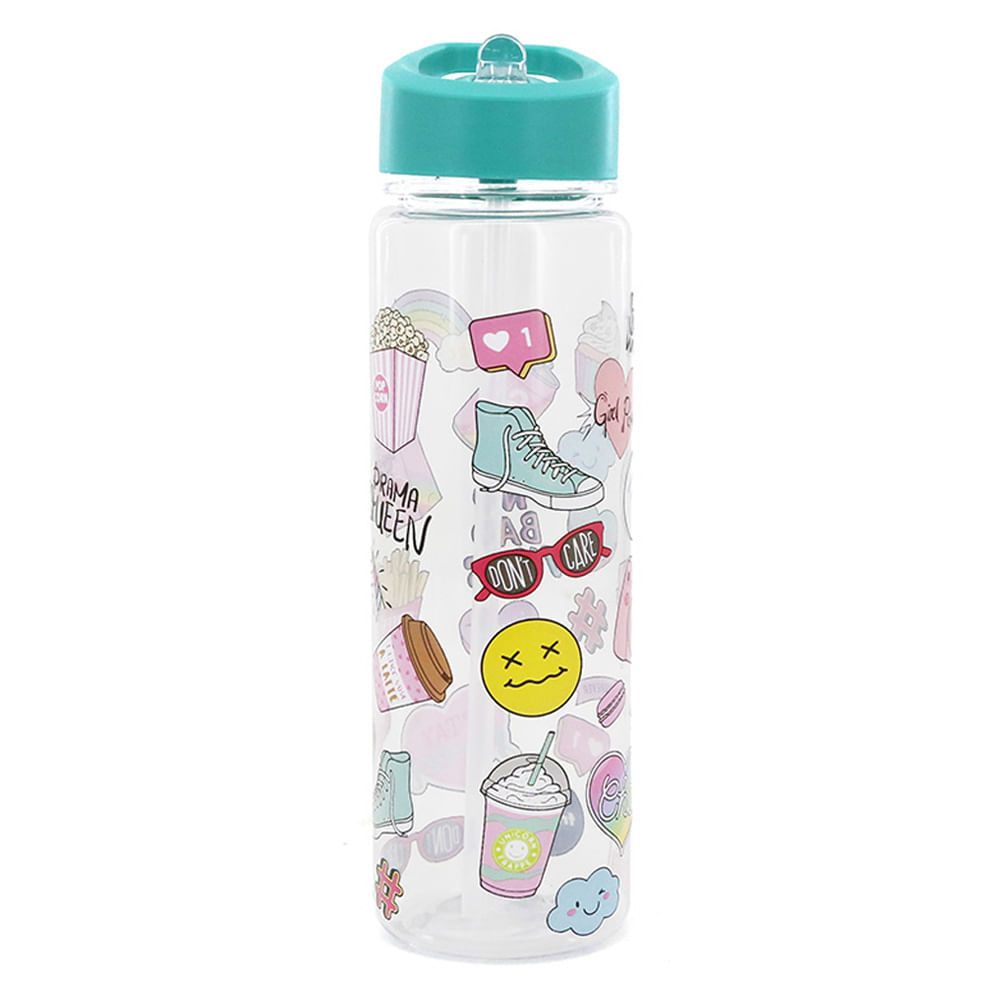 Botella Trendy Deportiva Infantil stikers c/pico c/sorbete 600ml