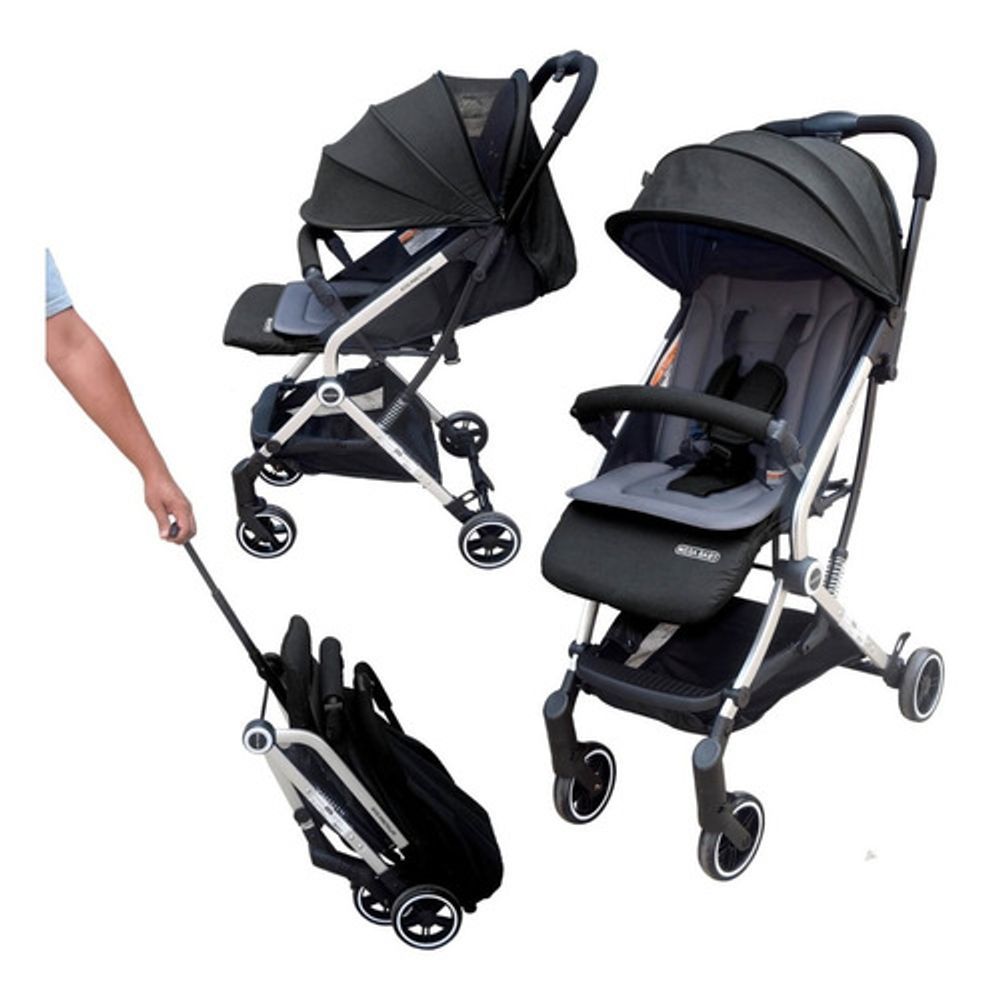Cochecito Bebe Mega Baby Ata Premium Aluminio Ultraliviano Negro