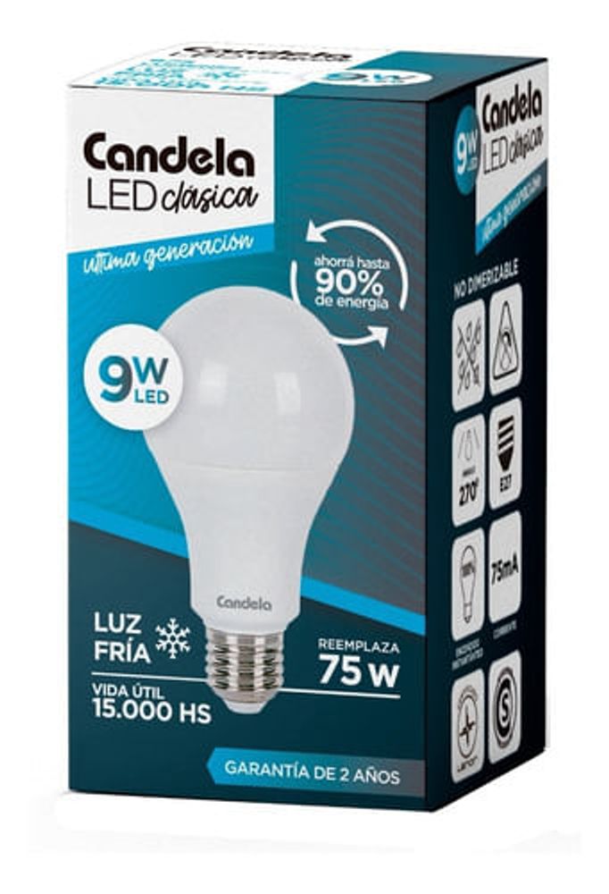 Lámpara Led Candela 9w Cálida O Fría Reemplaza 75w E27