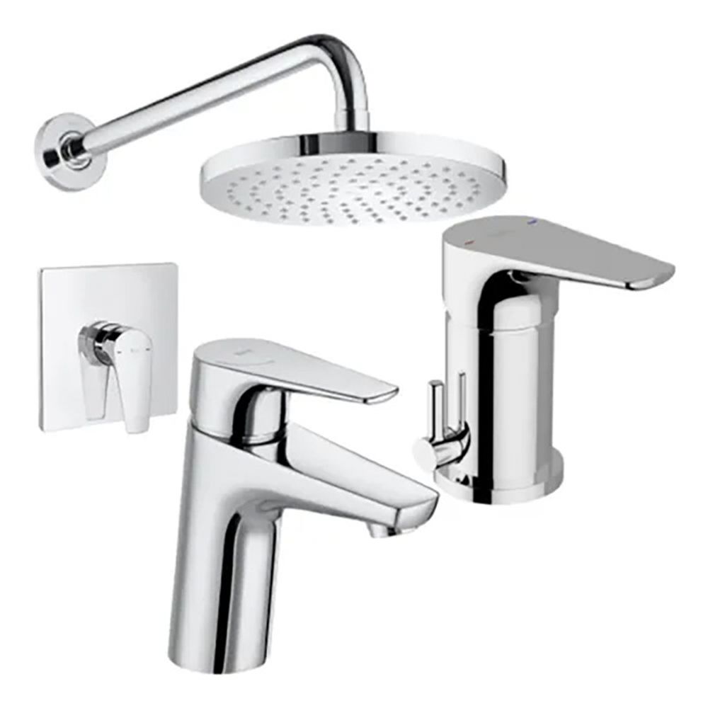 Combo griferia Roca Atlas Lavat+Ducha Emb S/T+Bidet transf