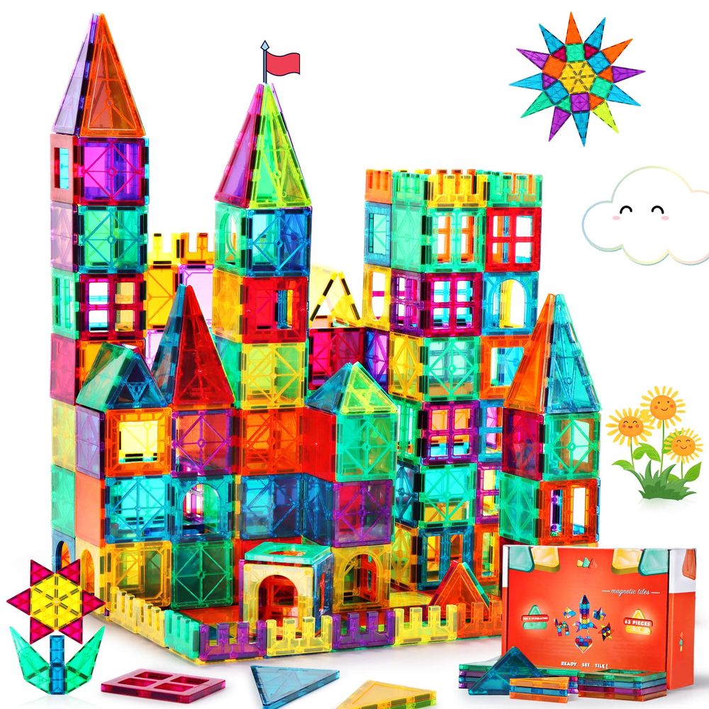 Bloques de construcción de azulejos magnéticos Gemmicc, 63 unidades, para niños