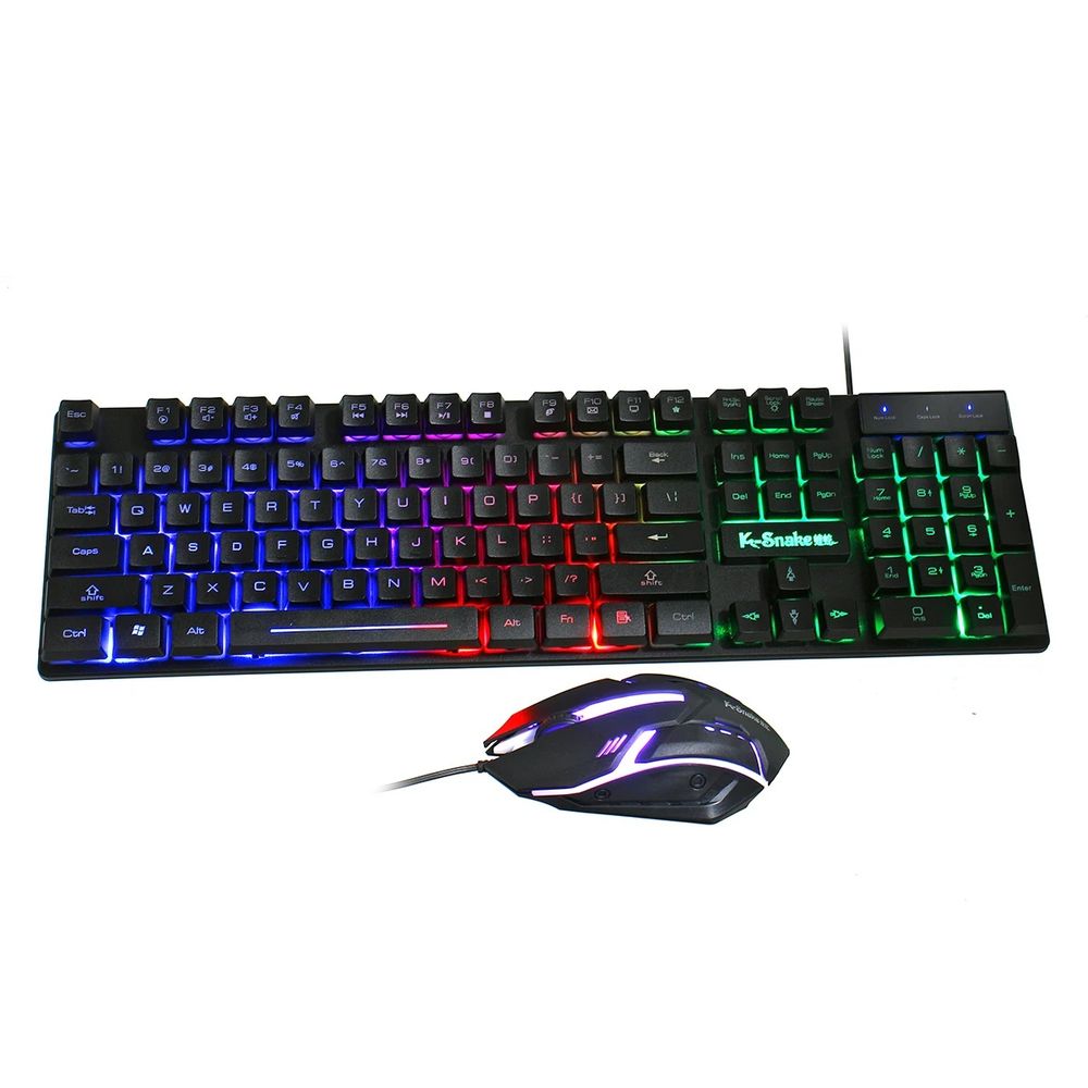 Teclado Gamer RGB Combo Teclado + Mouse K-snake Km320 Negro
