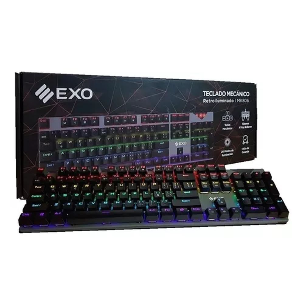 Teclado Gamer Exo 7144 Mecánico Retroiluminado Negro