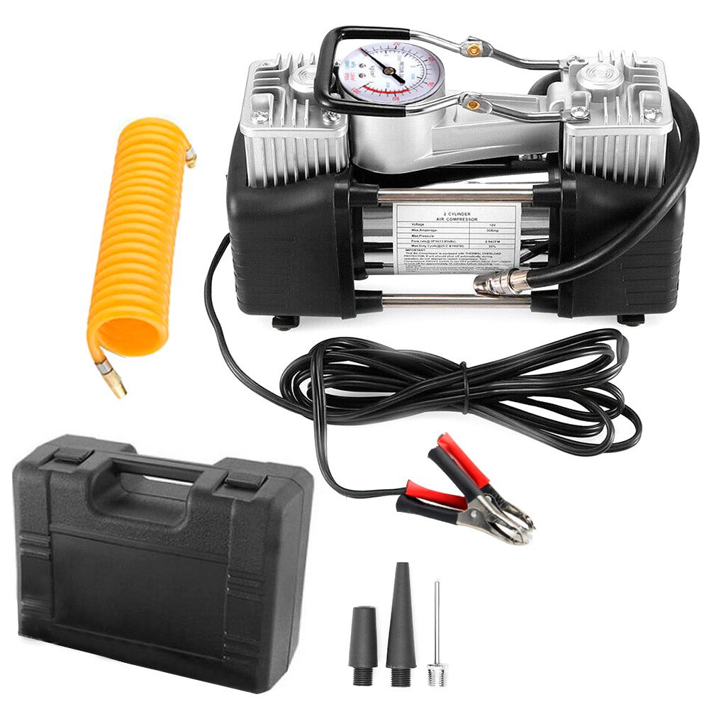 Compresor 12v Portátil 60Lt/min 150psi Doble Pistón Inflador Multipropósito