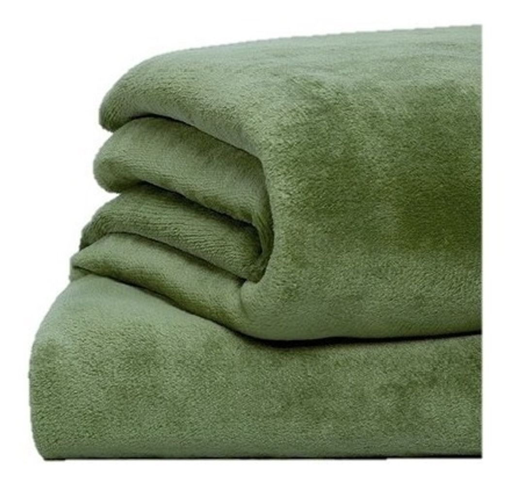 Frazada Coral Flecce Lisa 2 1/2 Plazas Super Abrigada Verde