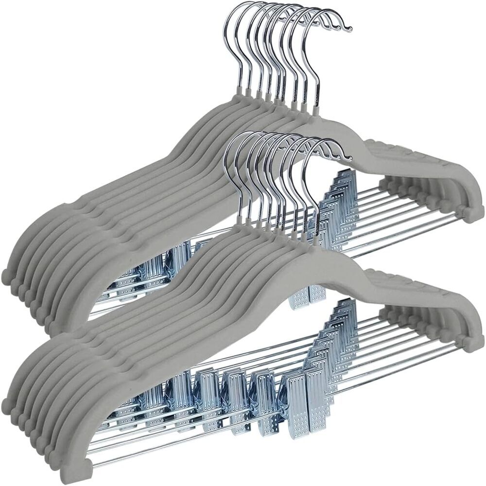 PERCHA TERCIOPELO CON BARRAL BROCHE METALICO REFORZADO PANTALONERA X 100