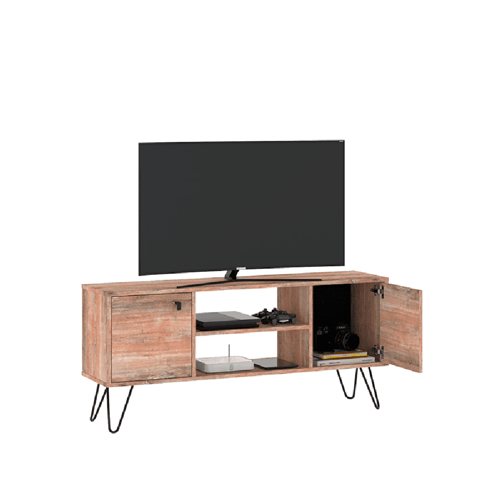 Rack Led Lcd Mesa Linea Industrial Melamina Rustica Hierro 2 Puertas y ...