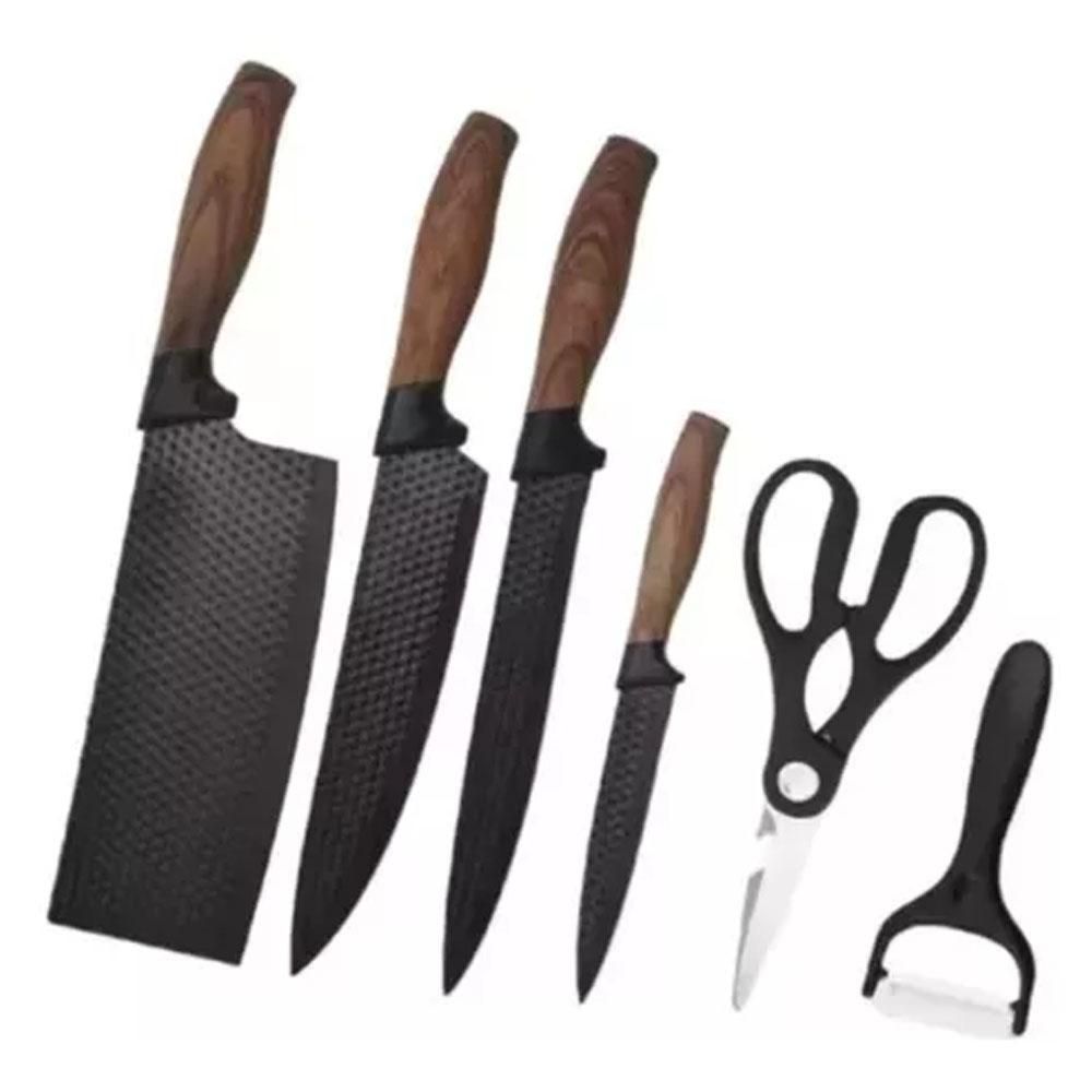 Juego De Cuchillos Tijera Rallador Tm 6 Piezas Taco Madera