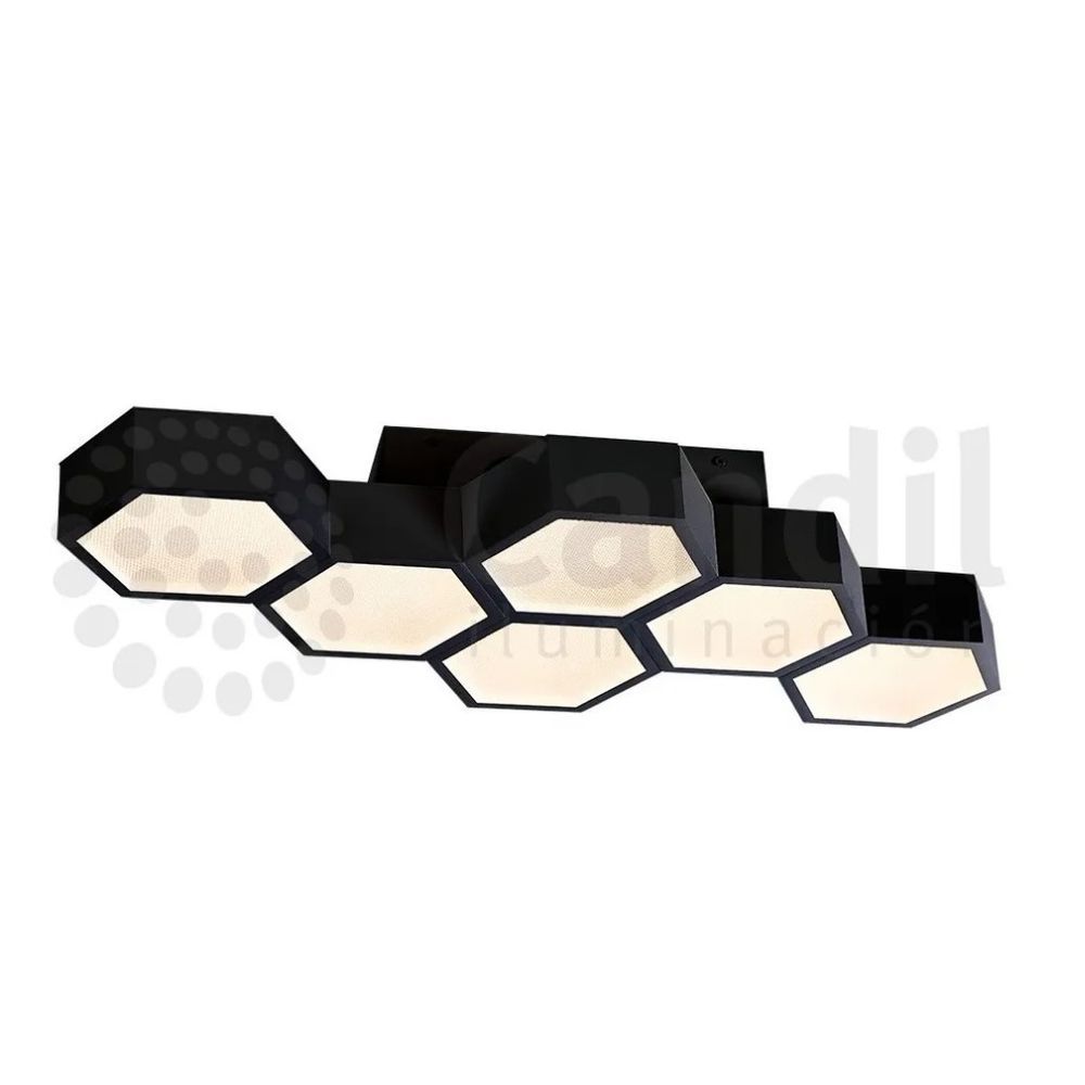 Plafon 6 Luces Led Panal 36W 64CM 220V Negro