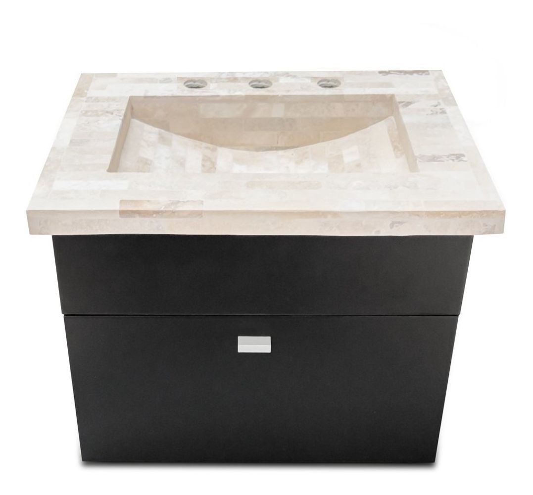 Vanitory Colgante Madera Laqueado 60cm Bacha Travertino