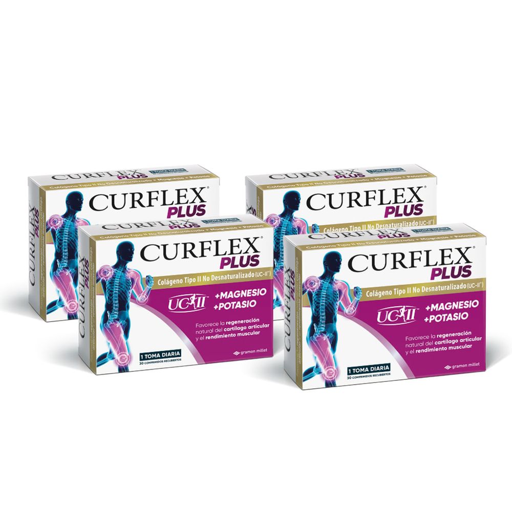 Curflex Plus Colágeno + Magnesio + Potasio 30Compr X 4 Cajas