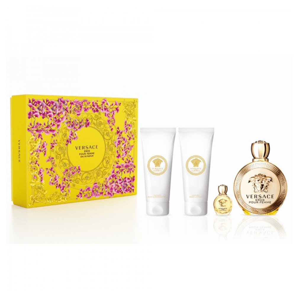 Set Versace Eros Pour Femme Edp 100+Body Lotion 100+Shower Gel 100+Mini Edp 5