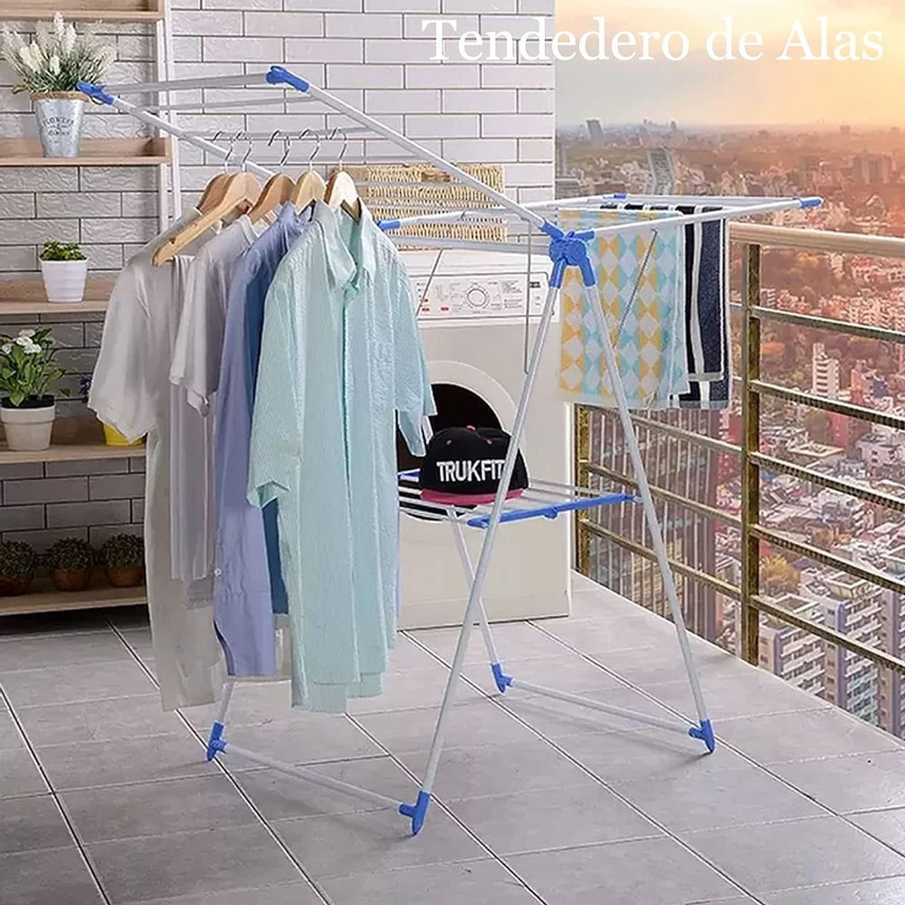 Tender Metalico Para Ropa De Pie Plegable