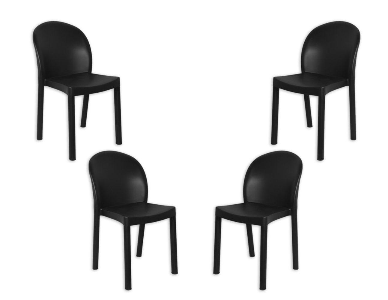 Set 4 Sillas Barcelona Plastico Mascardi Color Negro
