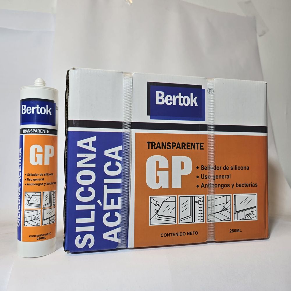 Silicona Acética Transparente Bertok 280 Ml X 24uds.