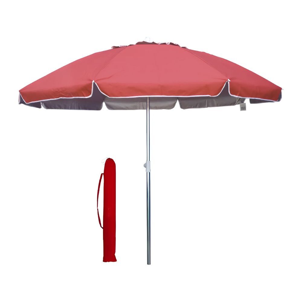 Sombrilla Playera Playa Jardin Grande 2,4 Mts Filtro Uv Rojo