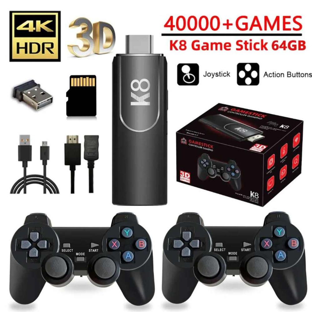 Consola Retro Game Stick k8 64gb Hdmi + de 40.000 Juegos + 2 Joystick ...
