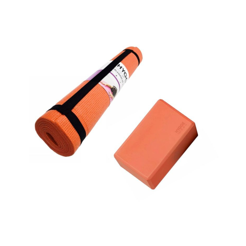 Set de Yoga Manta 3mm + Ladrillo n1 Naranja