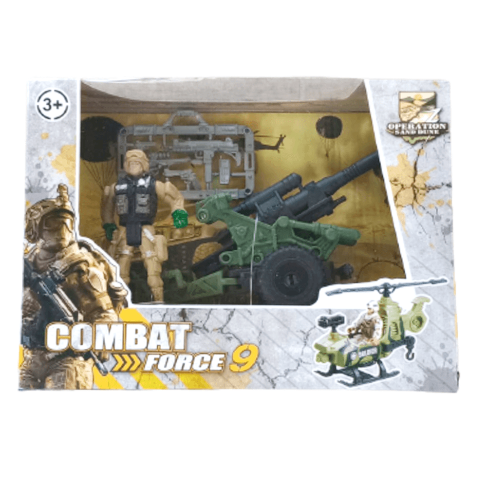 Set Militar Soldado + Vehiculo Combat Force 9 Bl3406 / Bl3407 Remolque Con Arma