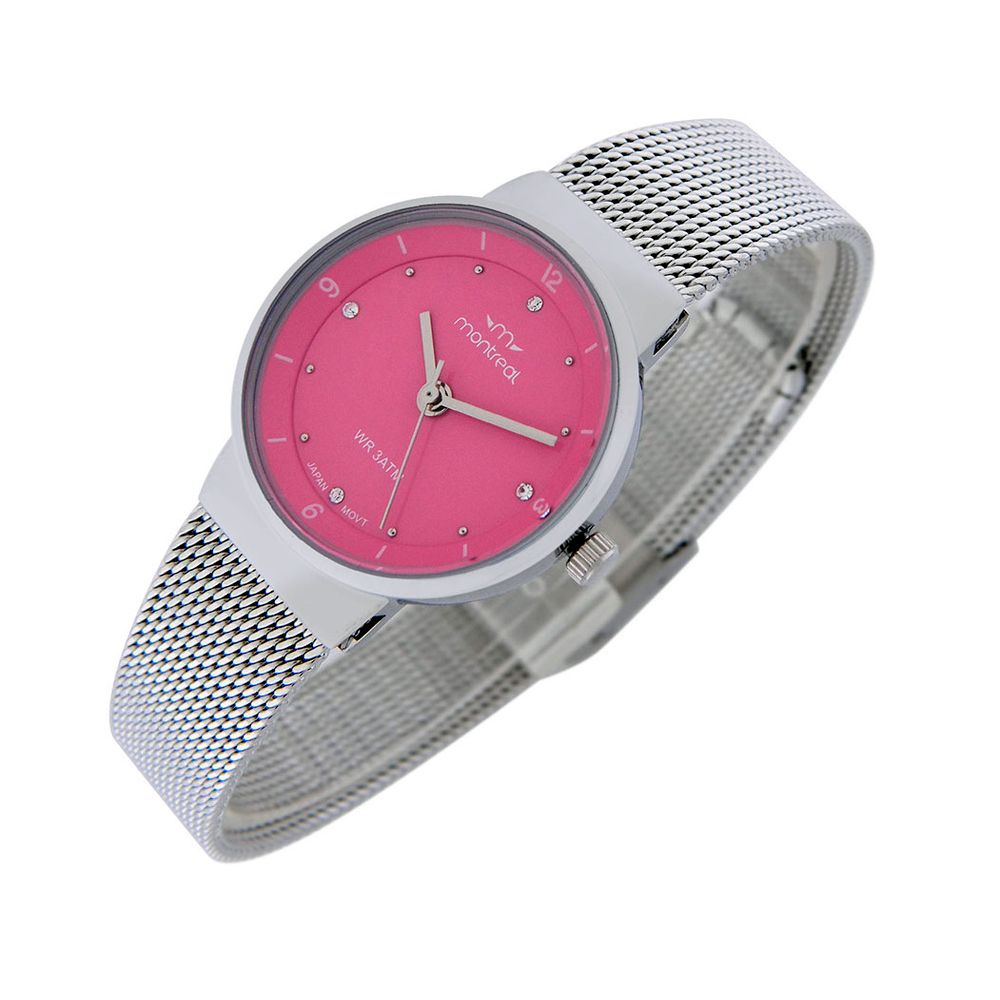 Reloj rosa Montreal acero tejido