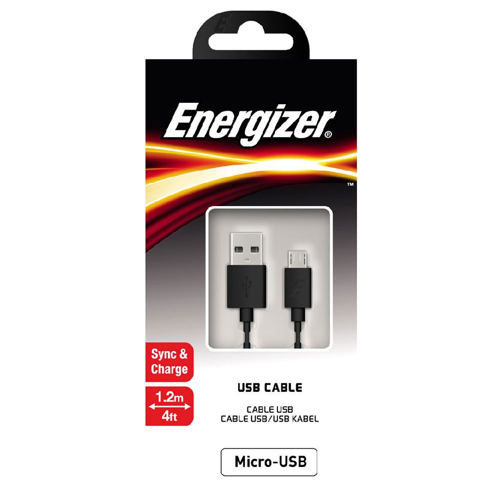 Cable USB Energizer Micro USB Round Negro 1,2mts