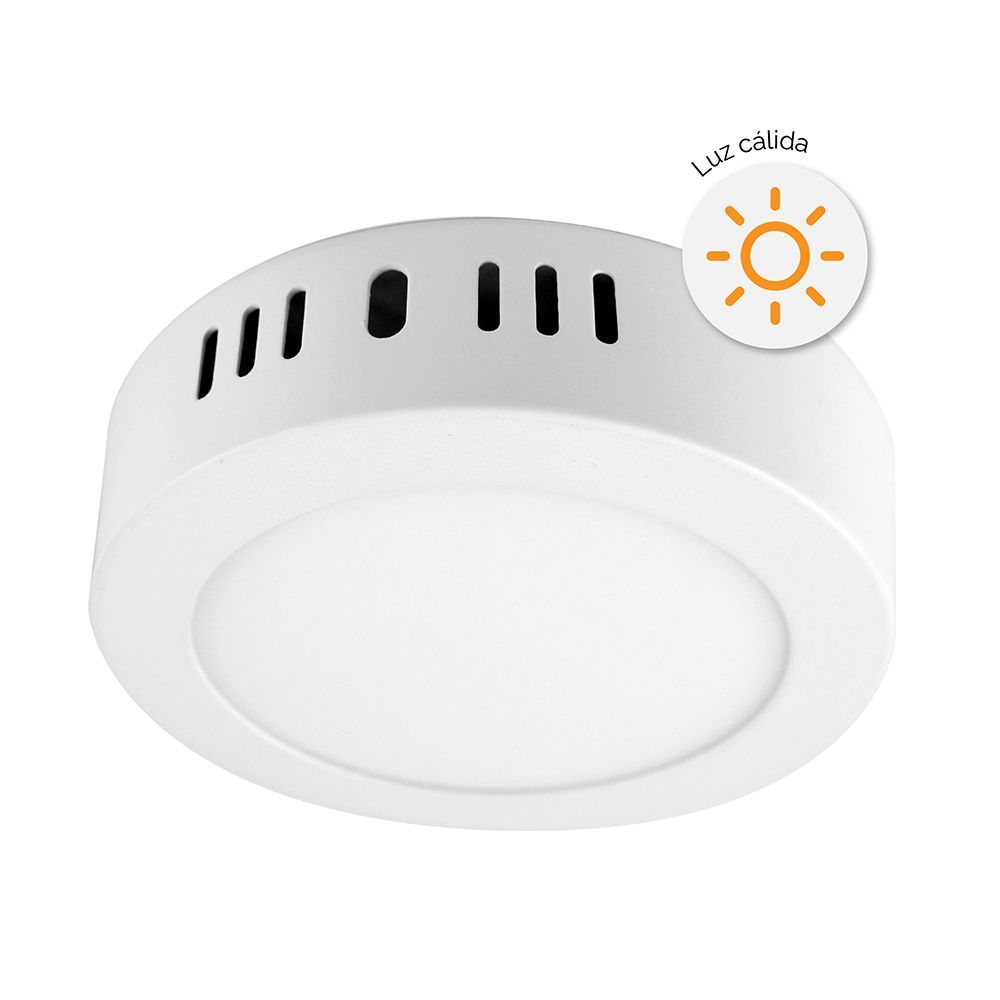 Iluminación Panel Led 6w Aplicar Redondo Blanco Luz Calida