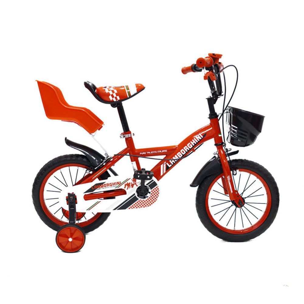 Bicicleta Lamborghini Rodado 14 con Asiento Porta Muñeca