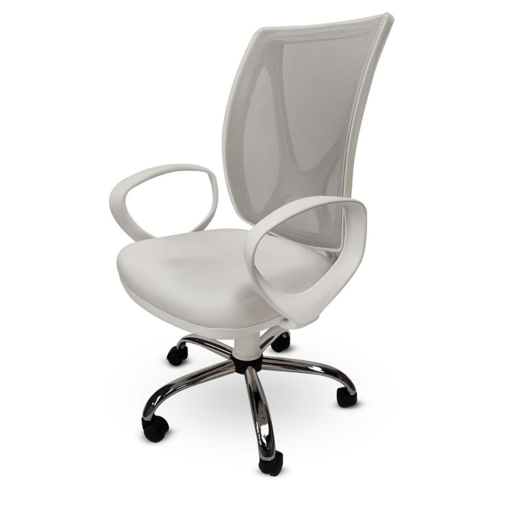 Silla oficina Alma blanca base cromada