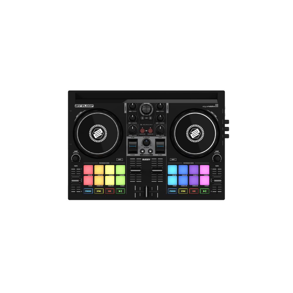 Controladora DJ Compacta Reloop Buddy 2 Canales 8 Pads Neural MIX Plug ...